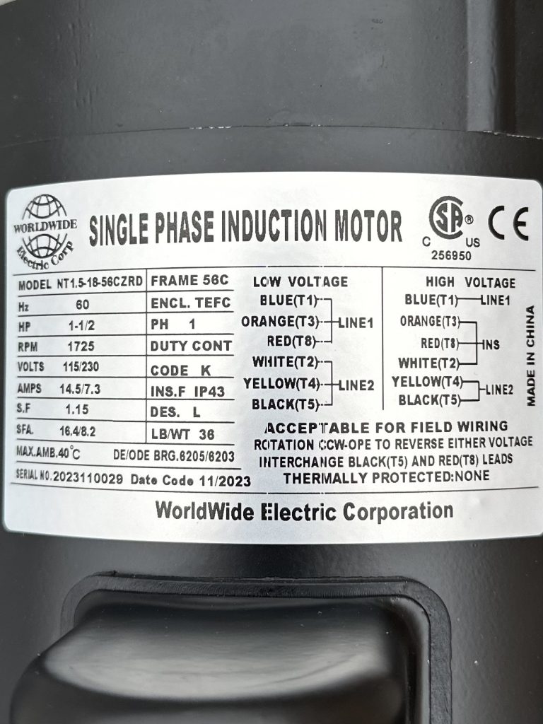 Single Phase Conversion Kit for 1 HP Bridgeport Motor | SP2SP-WW - H&W